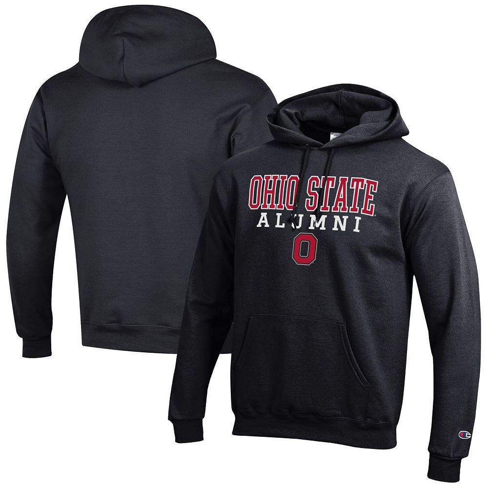Men's Champion Black Ohio State Buckeyes Alumni Logo Stack Pullover Hoodie