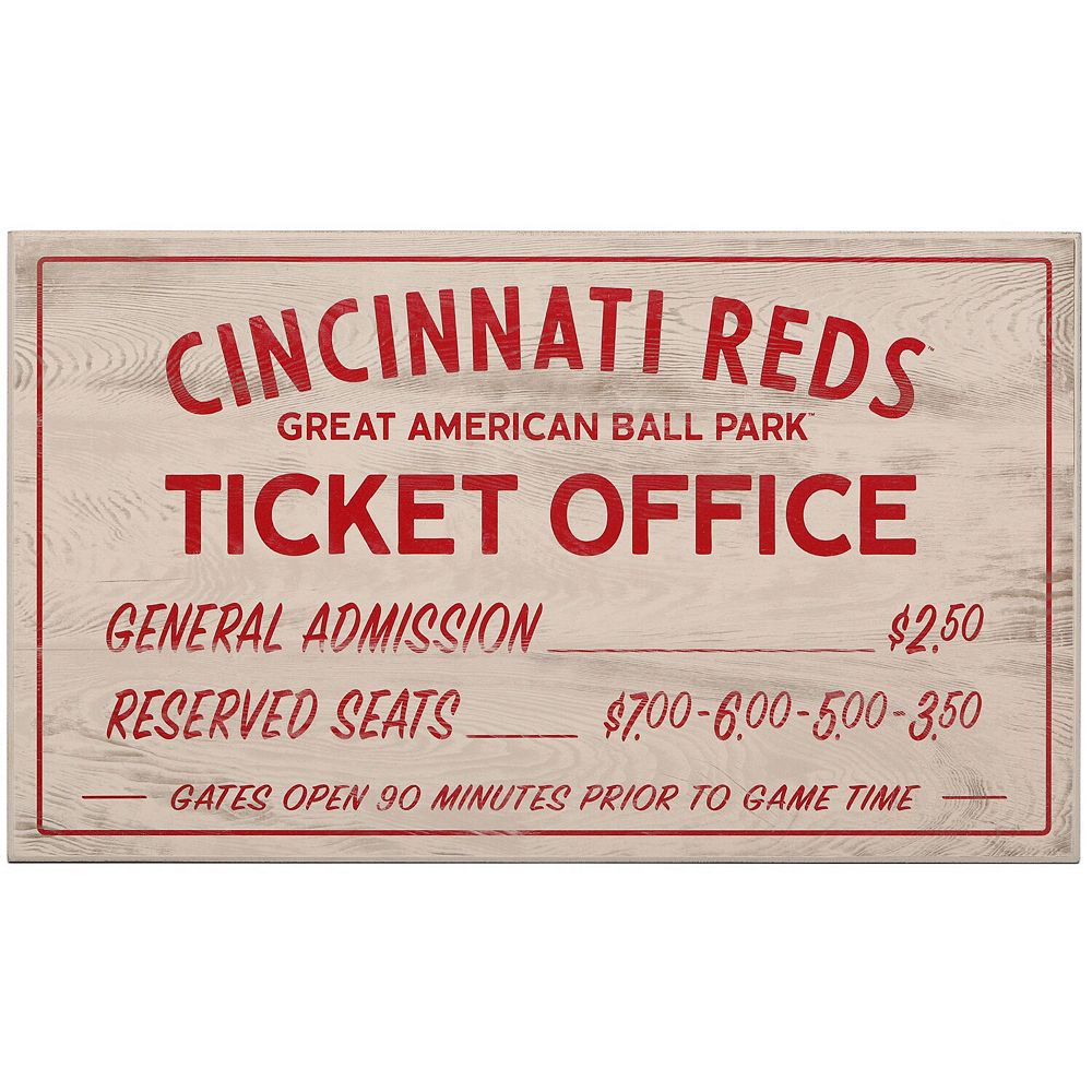 "Cincinnati Reds 10"" x 17"" Ticket Office Wood Sign"