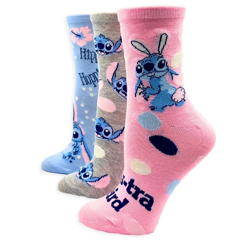 Disney Women's Stitch 3-Pair Easter Crew Sock Set