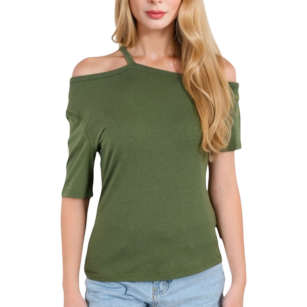 Women's Off Shoulder Leopard Print Top with Strappy Detail and Relaxed ...