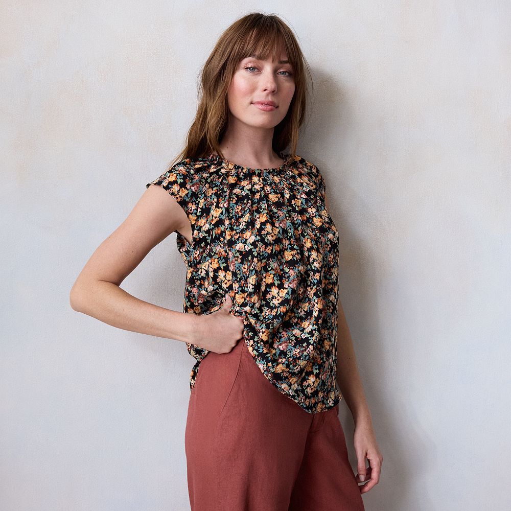 Women's LC Lauren Conrad Pleated Scoopneck Top