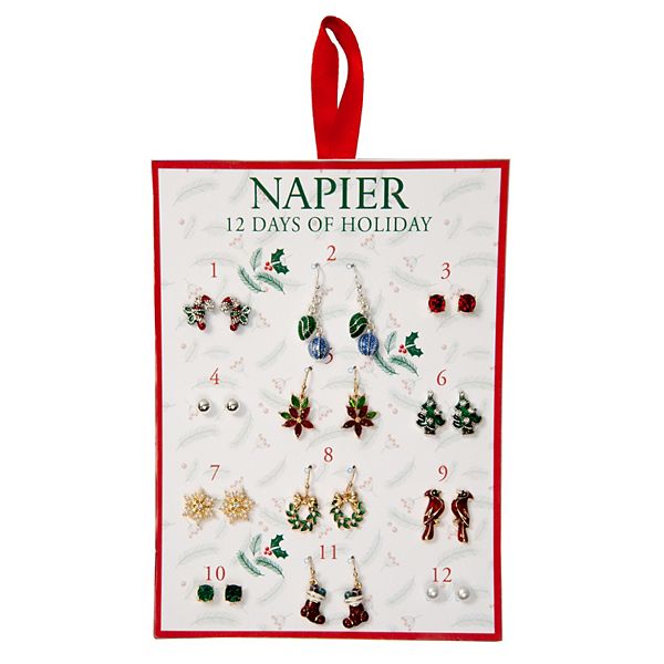 Napier Two Tone 12 Days of Holiday Earring Set
