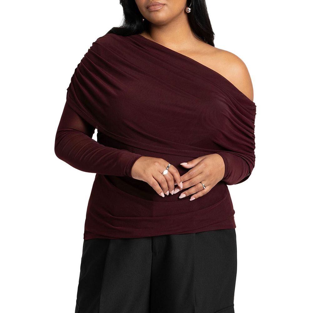 ELOQUII Women's Plus Size Foldover Drape Top