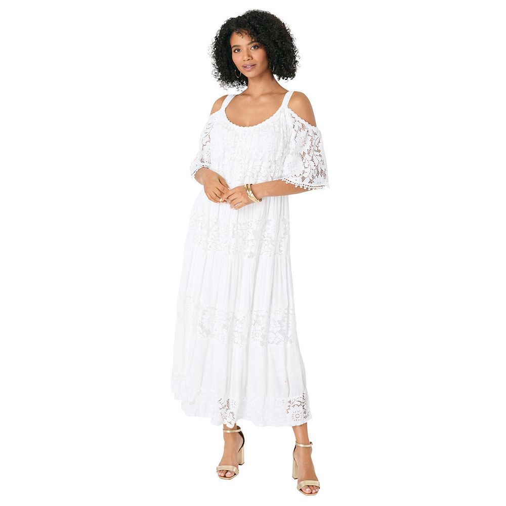 Roaman's Women's Plus Size Lace Panelled Maxi Dress