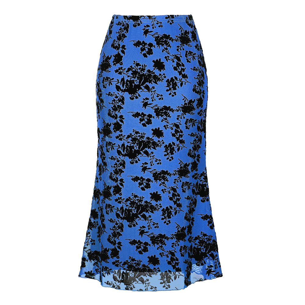 Floral Skirt for Women's Elastic High Waist Mesh Fishtail Fall Winter ...