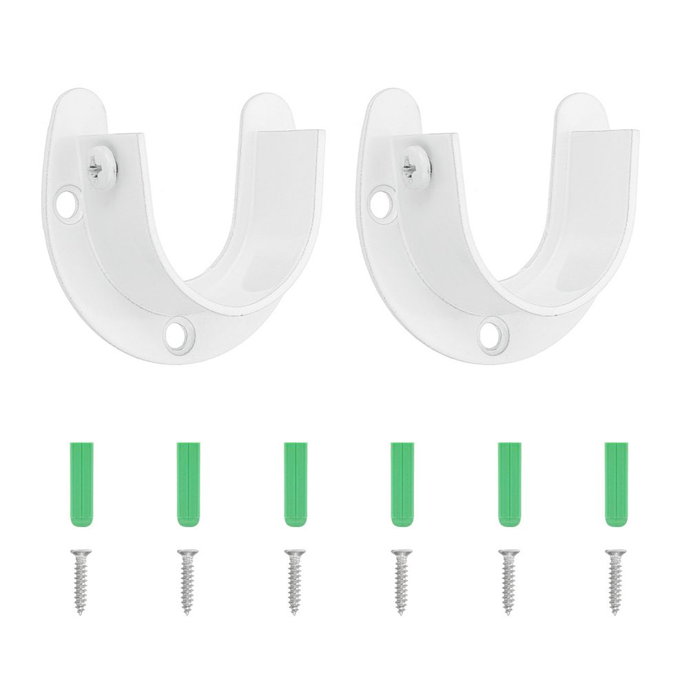 2Pcs U Shaped Flange Closet Holder, Closet Rod End Supports Rod Bracket ...