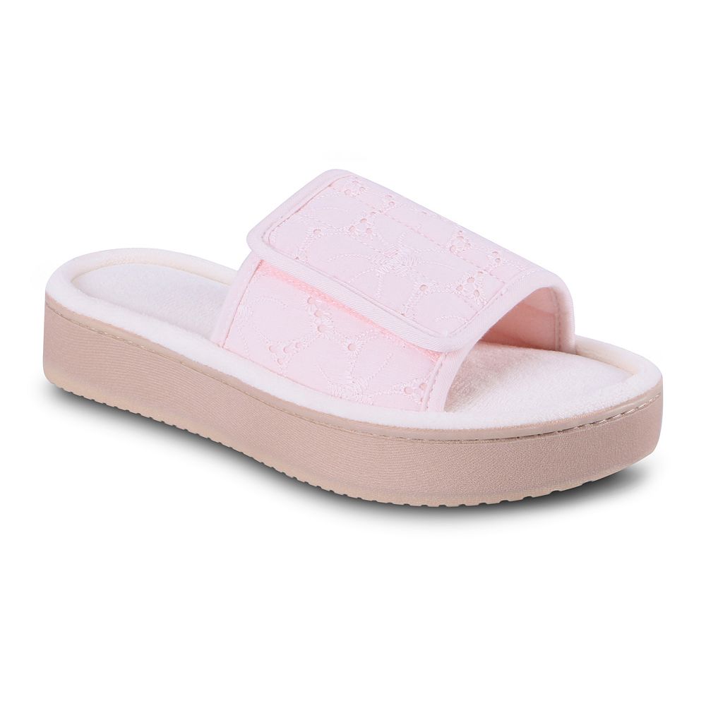 isotoner Women's Adjustable Crochet Lace Slide Slippers
