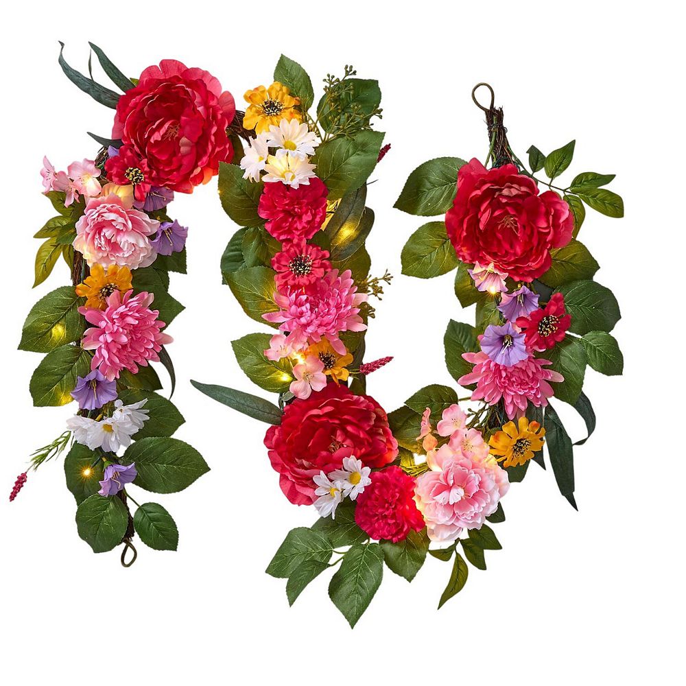 BrylaneHome 6’ Pre-Lit Mia Spring Garland
