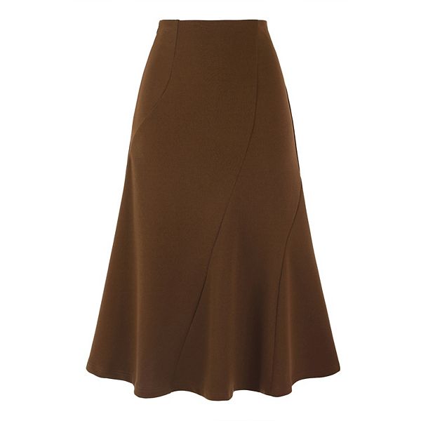 High Waisted Flared Skirts for Women's Solid Color Business Casual Midi ...