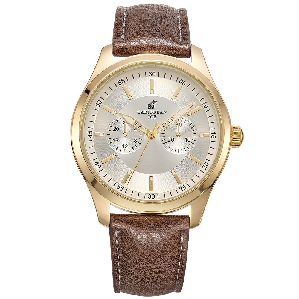 Caribbean Joe Men's Chronograph Brown Strap Watch