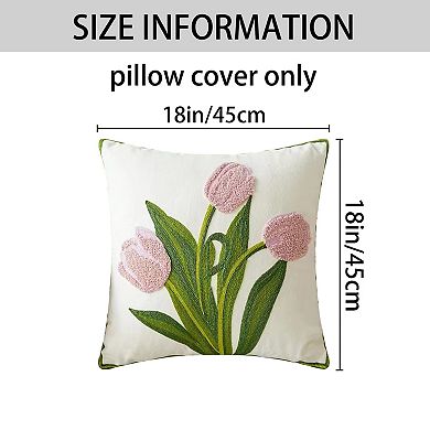 Floral Embroidered Decorative Throw Pillow Covers Set of 2, Farmhouse ...