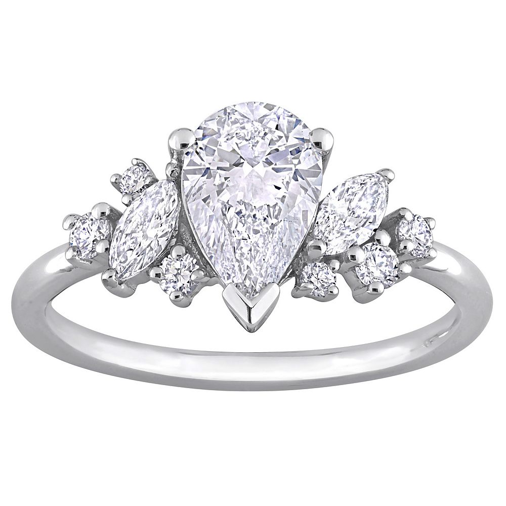 Stella Grace 14k White Gold 1 3/8 Carat T.W. Multi-Shaped Lab-Grown ...