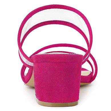 Women's Clear Strap Block Heel Slide Sandals