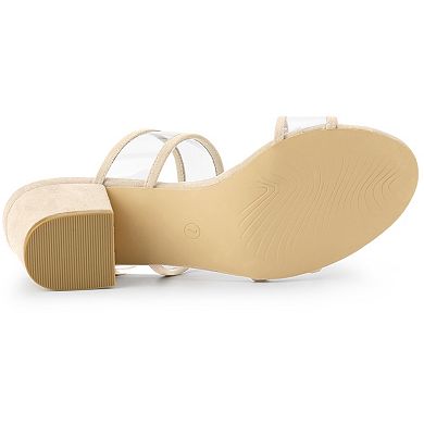 Women's Clear Strap Block Heel Slide Sandals