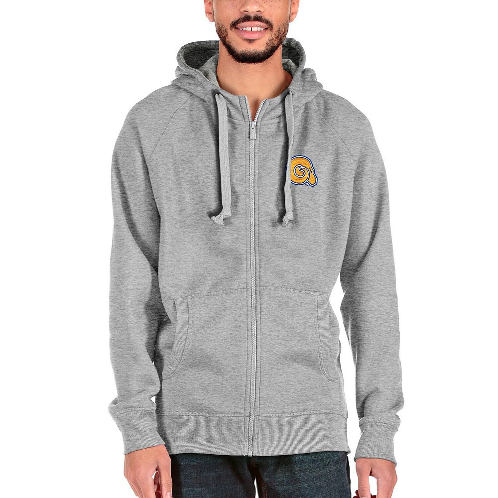 Men's Antigua Gray Albany State Golden Rams Victory Full-Zip Hoodie