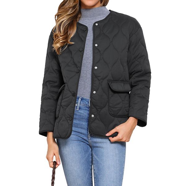 Women's Quilted Jackets Button Down Puffer Lightweight Trendy Outerwear ...
