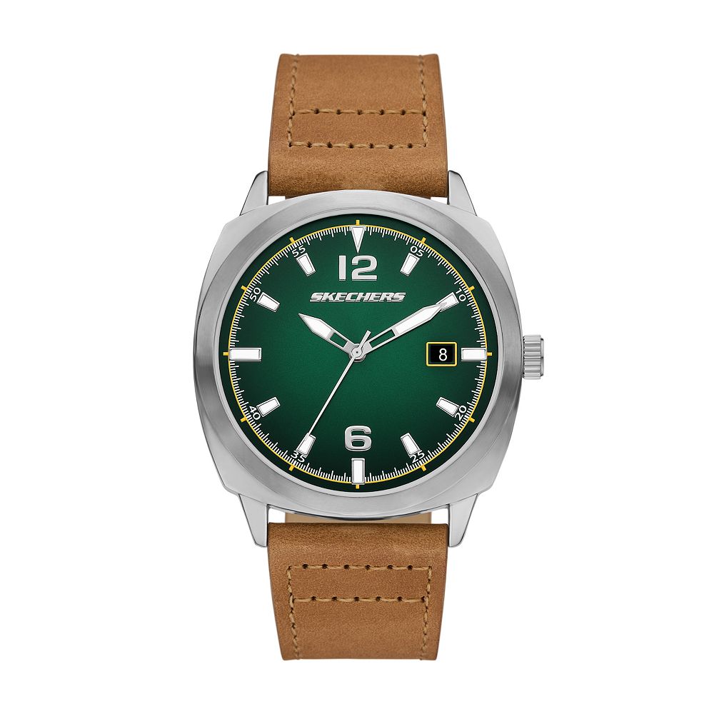 Skechers® Hewes Men's Leather Strap Watch