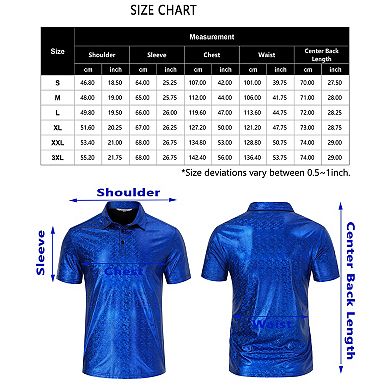 Men's 70s Disco T-Shirt Shiny Sequins Short Sleeve Party Polo Shirt ...