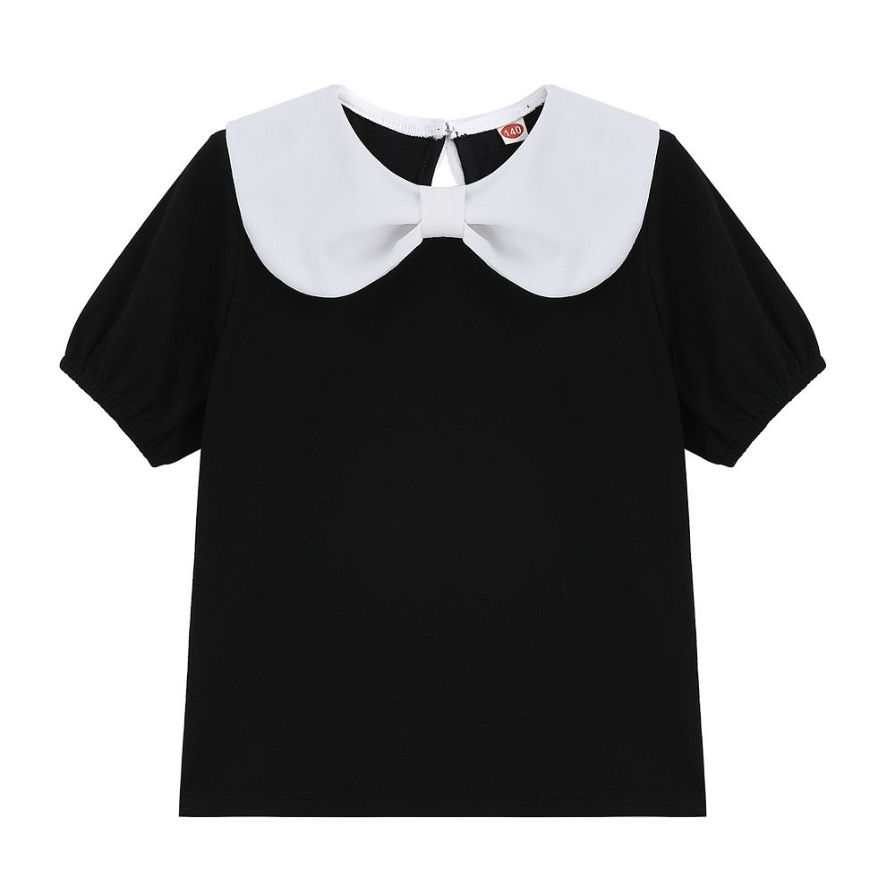 Girls Peter Pan Collar with Cute Bow Short Sleeve Kids Fashion Shirts ...