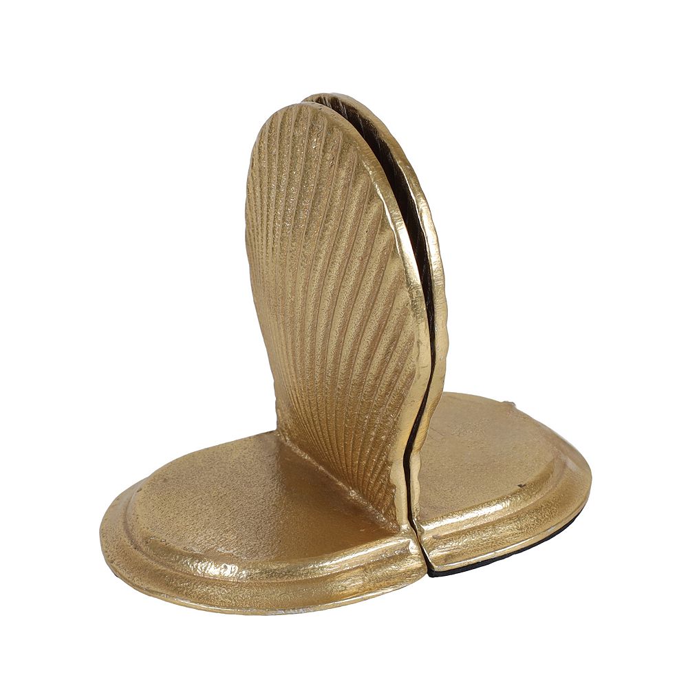 Everyday Decor Shell Design Brass Metal Bookends Table Decor