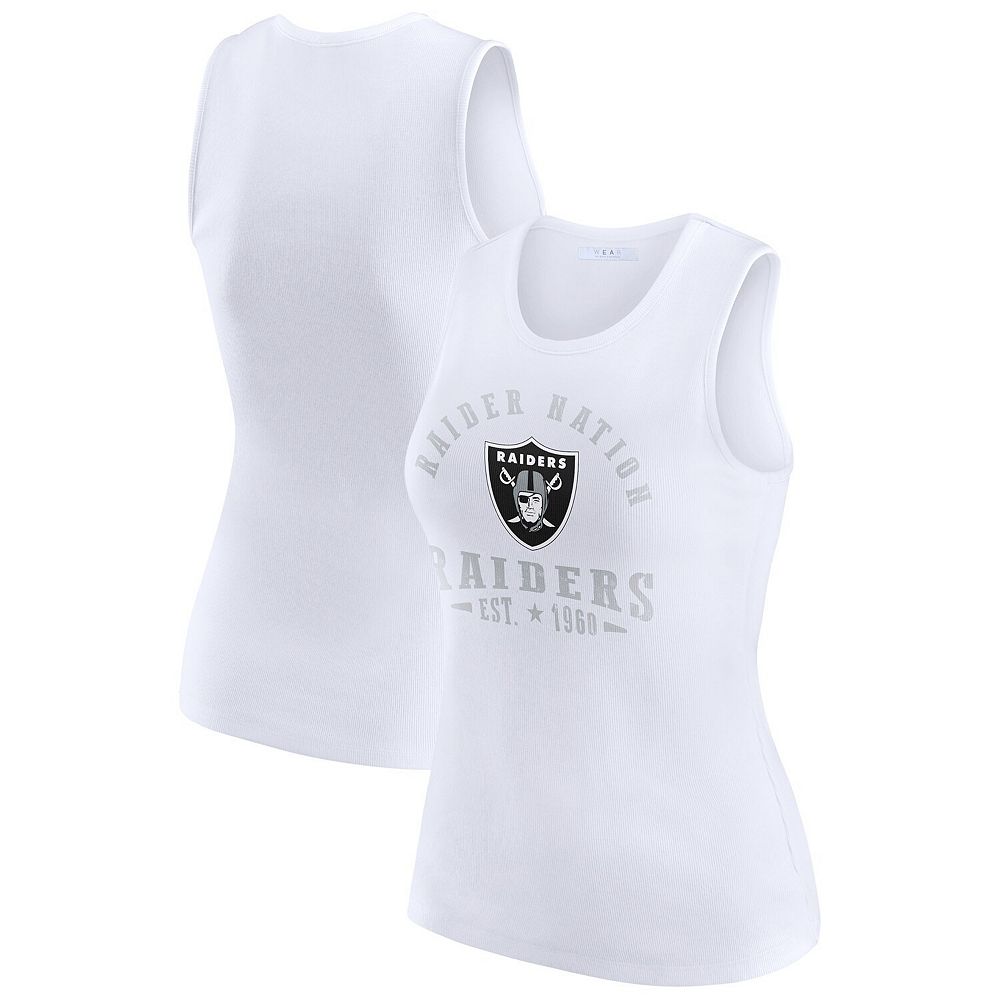 Women's WEAR by Erin Andrews White Las Vegas Raiders Ribbed Graphic ...