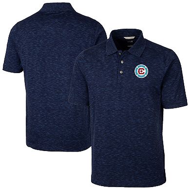 Men's Cutter & Buck Navy Chicago Fire Advantage Tri-Blend Space Dye Polo