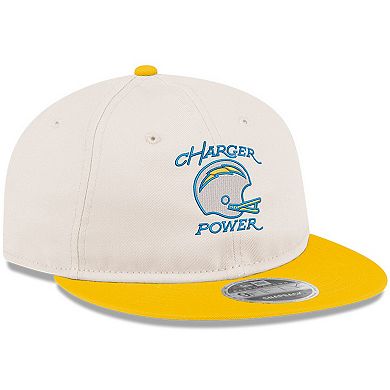 Men's New Era Cream/Gold Los Angeles Chargers Charger Power Retro Crown ...