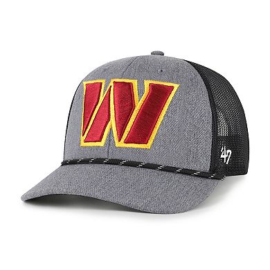 Men's '47 Heather Charcoal Washington Commanders Carbon Rope Trucker ...