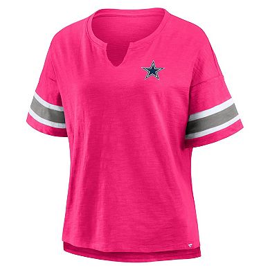 Women's Fanatics Pink Dallas Cowboys Redzone Bling Stripe Sleeve Notch ...