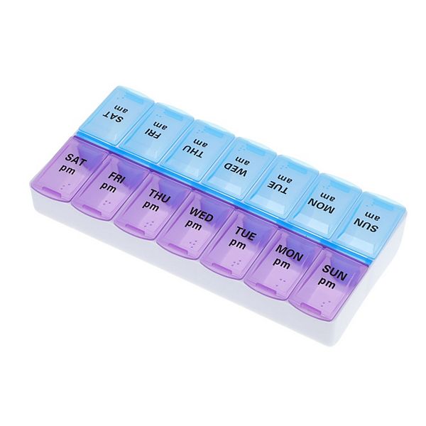 14 Grids Double Row Pill Box for Travel 1 Pc
