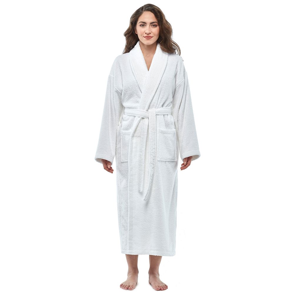Women's Turkish Terry Cotton Robe, Shawl Collar Bathrobe