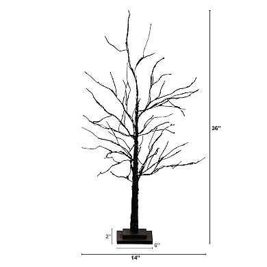 nearly natural 3-ft. Pre-Lit Artificial Black Twig Tree with 80 LED Lights