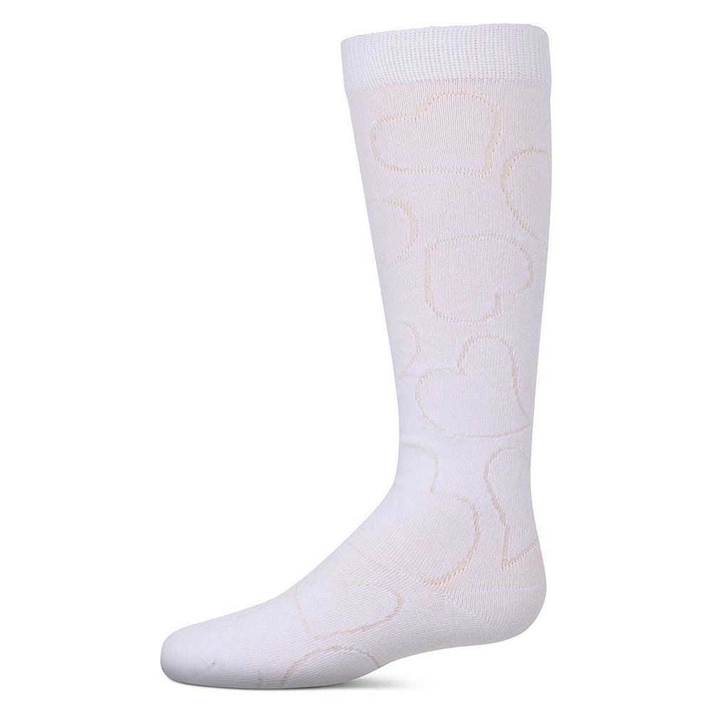 Girls Stretch Cotton Multi Heart Design Knee Sock