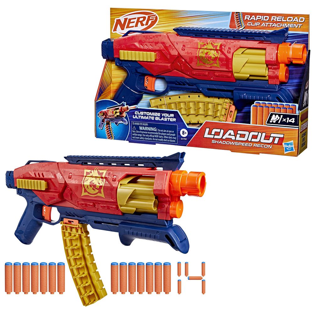 Nerf Loadout Shadowspeed Recon Blaster with Rapid Reload Clip Attachment