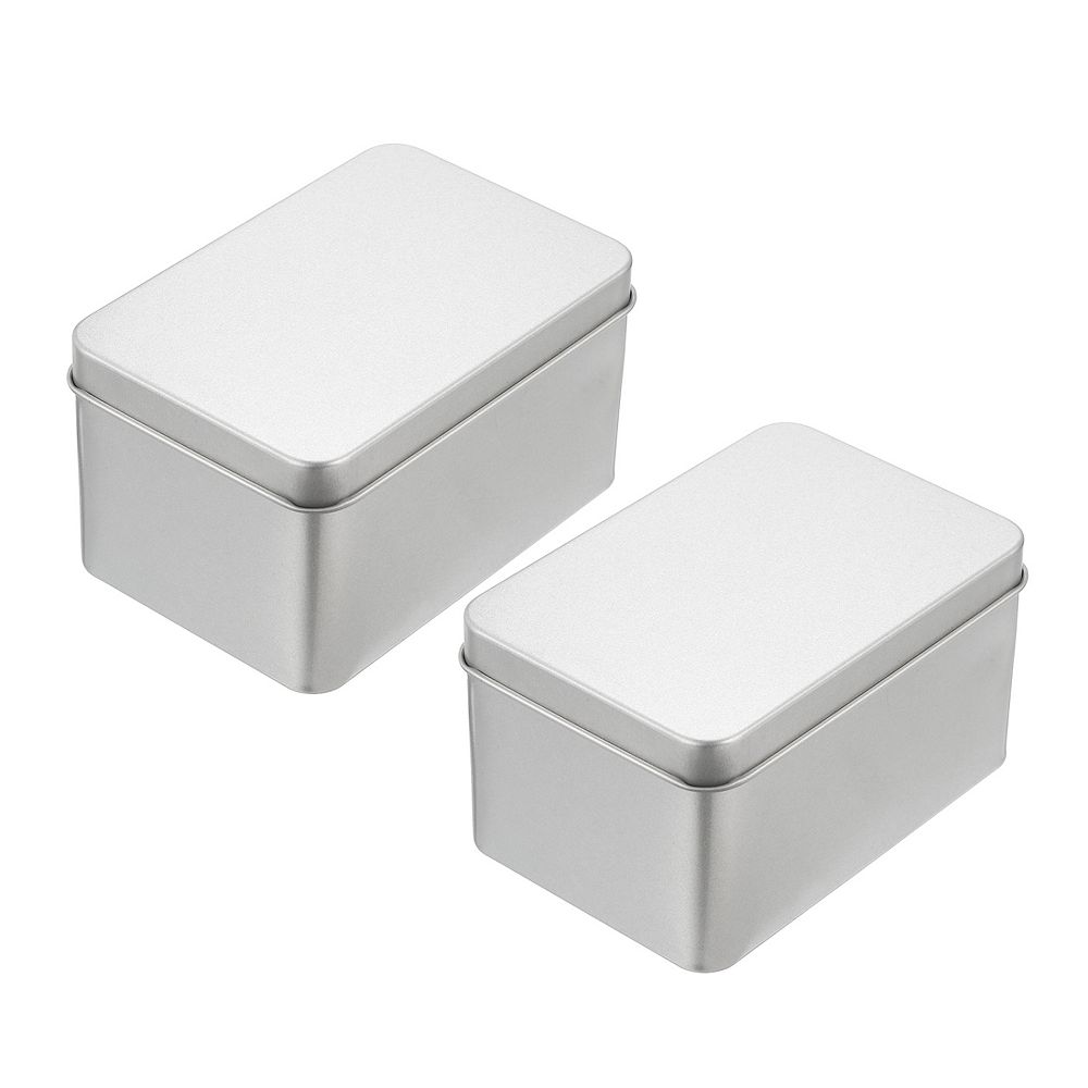 Metal Tin Box Containers, 2Pcs 4.2x2.8x2.4 Inch Rectangular Metal ...