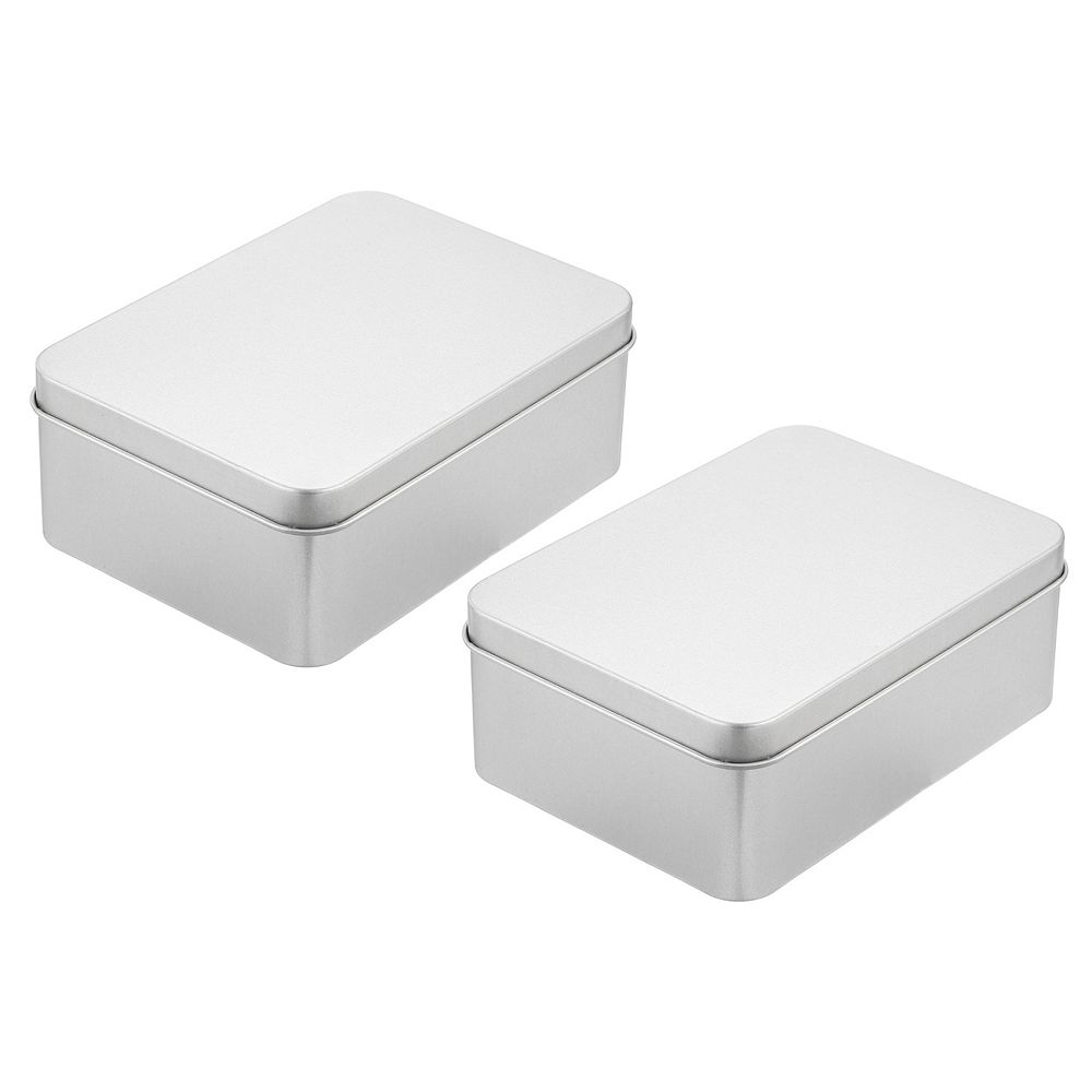 Metal Tin Box Containers, 2Pcs 4.9x3.5x1.9 Inch Rectangular Metal ...