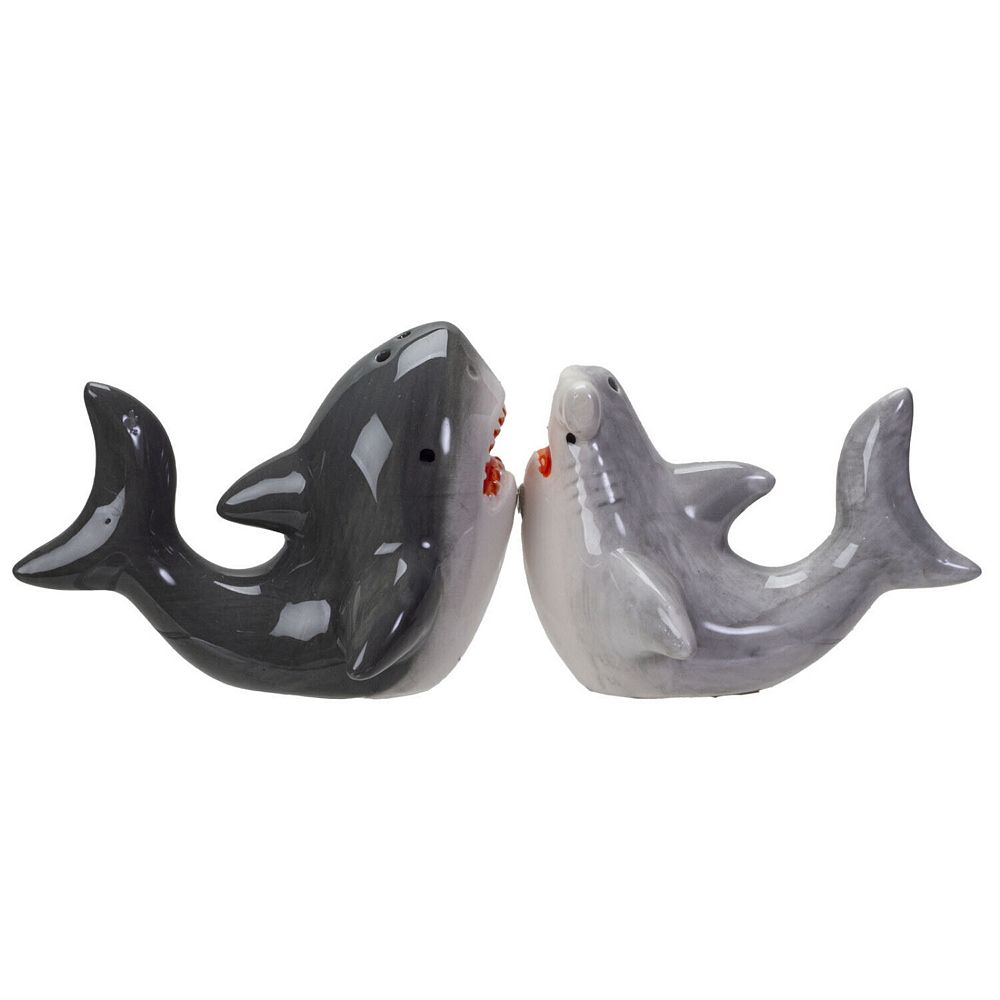 Sharks Couple Ceramic Food Salt and Pepper Shakers