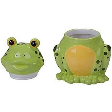 Frog Toad Glossy Ceramic Treat Cookie Storage Container Canister Jar