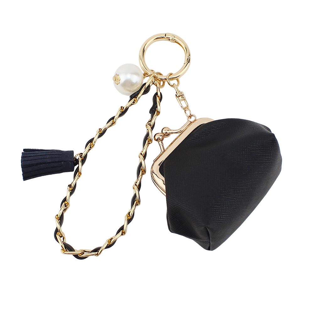Enchante Mini Purse Bag Charm With Tassel & Pearl Detail