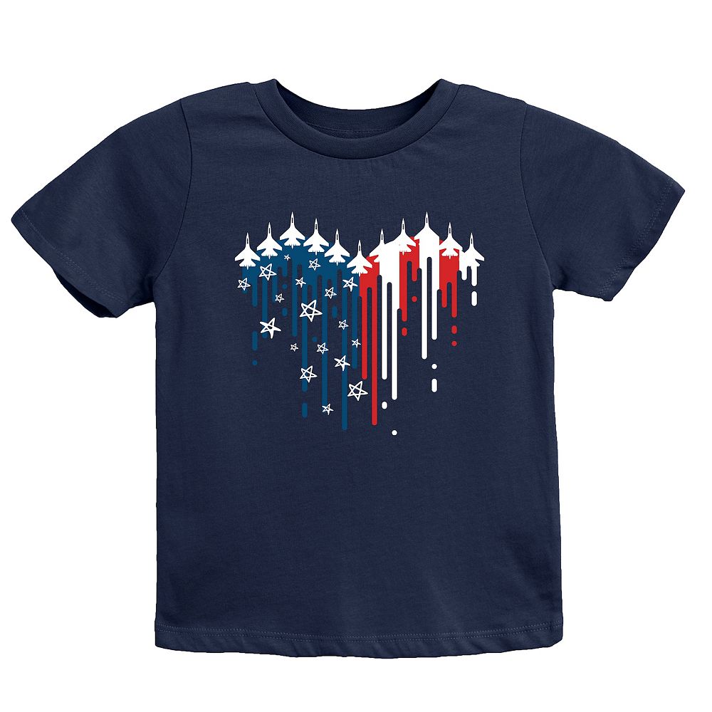 The Juniper Shop Patriotic Plane Heart Youth Short Sleeve Tee