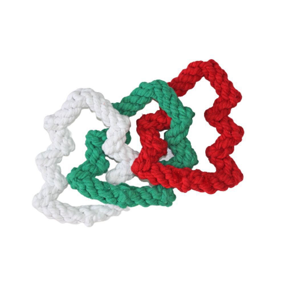 Midlee Interlocking Christmas Tree Rope Dog Toy