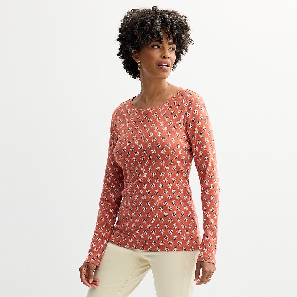 Women's Croft & Barrow® Essential Long-Sleeve Crewneck Tee