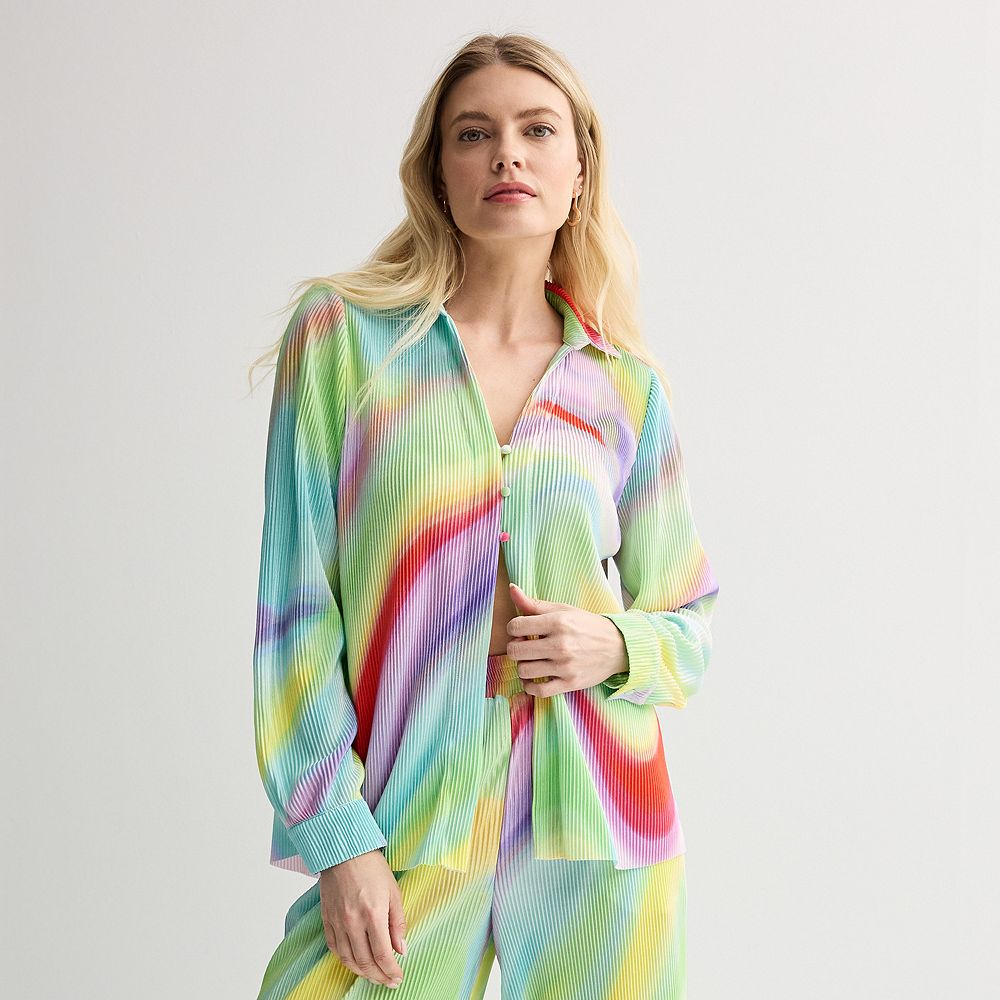Women's INTEMPO™ Plisse Print Button Front Shirt