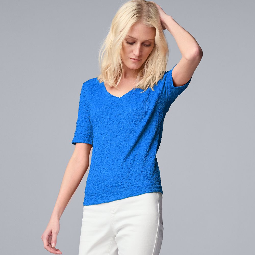 Women's Simply Vera Vera Wang V-Neck Short Sleeve Pucker Top- Size XX-LARGE