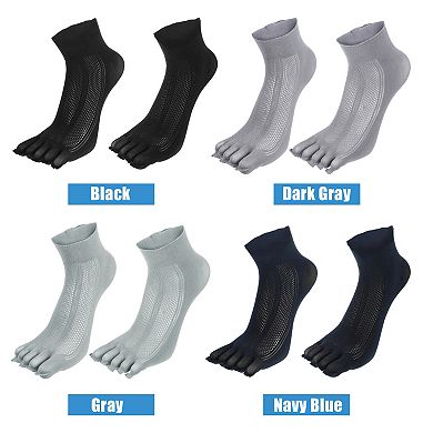 3 Pairs Half Finge Five Toe Socks Unisex Non Slip Sticky Daily Fit ...