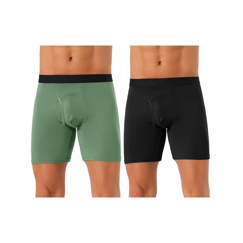 2 Pcs Men's Lightweight Solid Color Soft Stretch Open-fly Basic Boxer ...