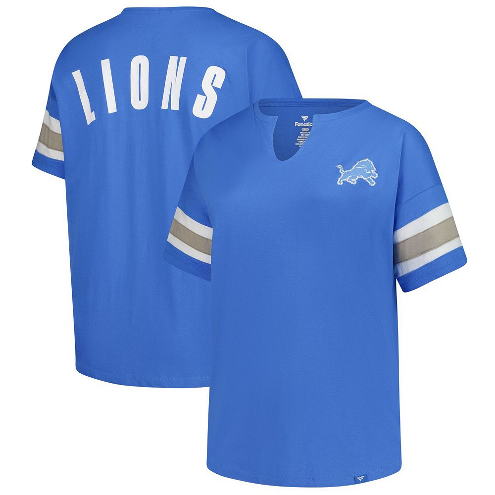 Women's Fanatics Blue Detroit Lions Plus Size Redzone Notch Neck T-Shirt