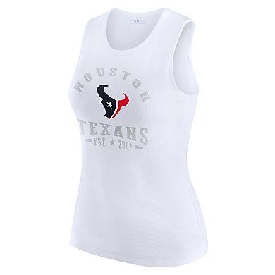 Women's WEAR by Erin Andrews White Houston Texans Ribbed Graphic Tank Top