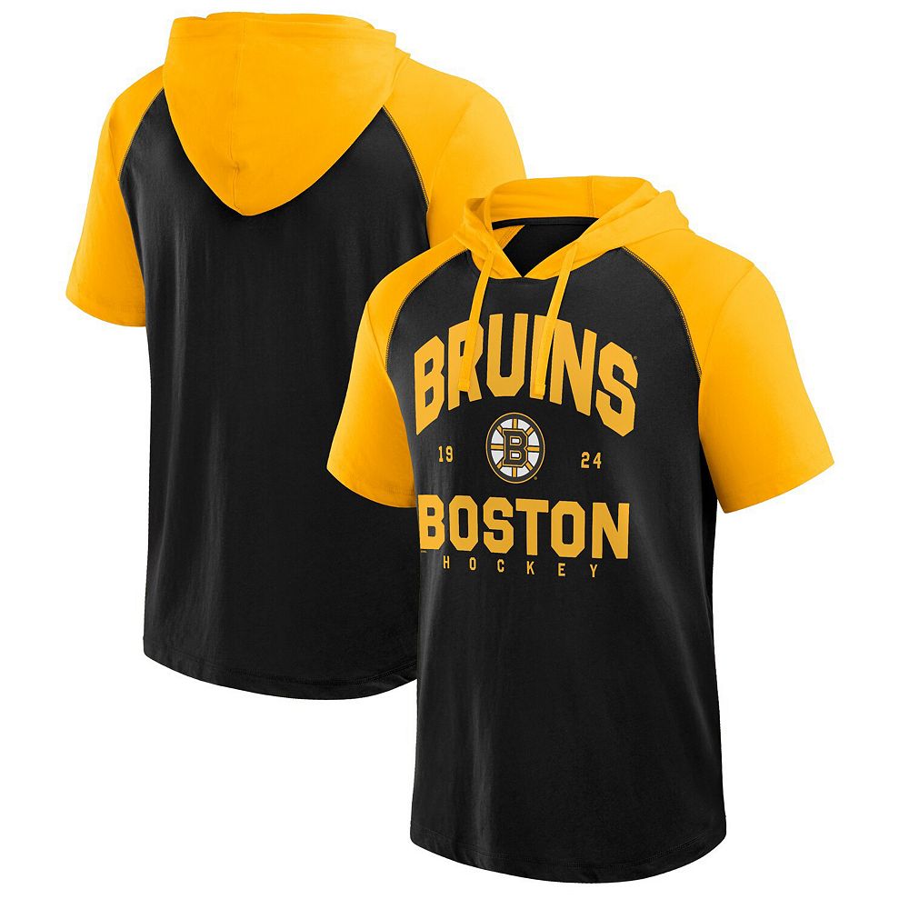 Men's Logo Athletic Black Boston Bruins Prime Raglan Short Sleeve ...
