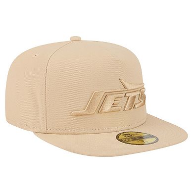 Men's New Era Beige New York Jets Color Pack A-Frame 59FIFTY Fitted Hat